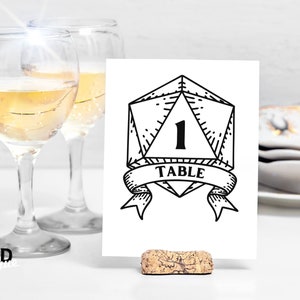 Dnd Wedding Table Numbers Simple D20 Dice Gaming Event RPG - Etsy