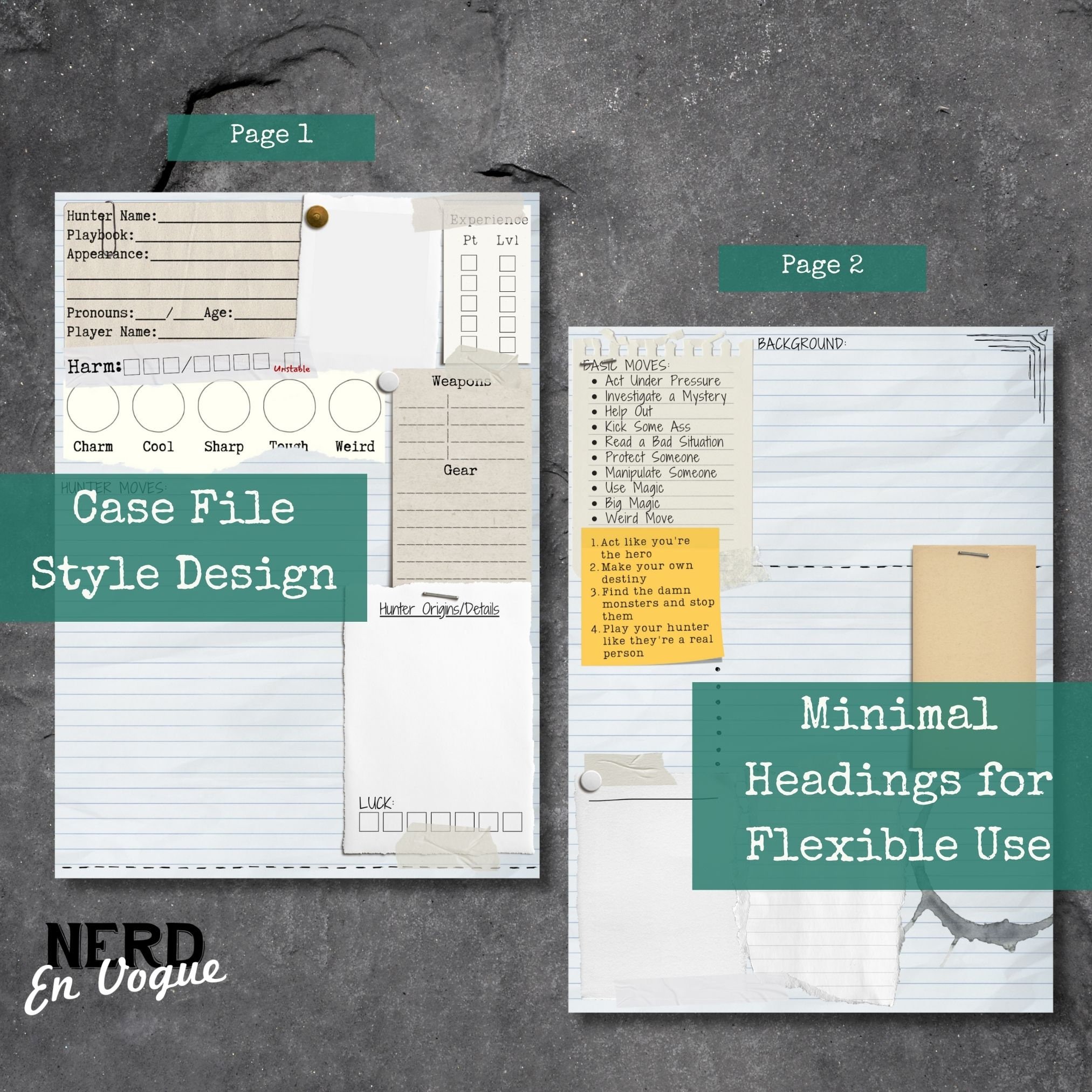 Monster of the Week Character Sheet, MOTW RPG Printables, Goodnotes ...