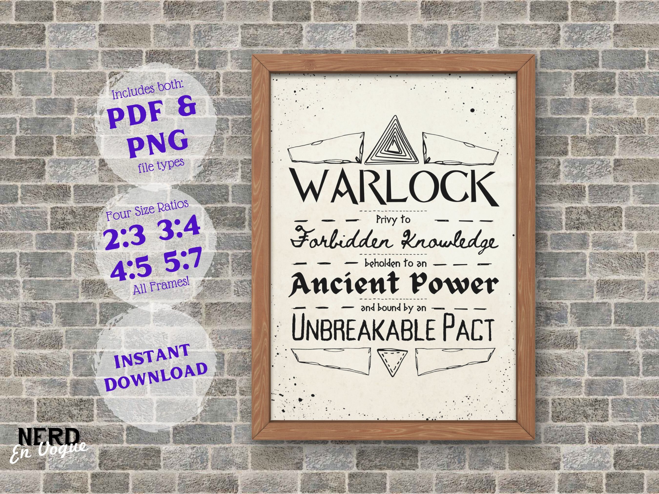 Dnd Poster for Dnd Warlock Class Player Gift Dungeon Master - Etsy