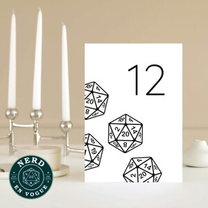 Dnd Wedding Table Numbers, Minimalist Black and White B&W, D20 Dice ...