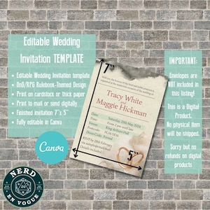 Dnd Wedding Invitation Canva Template, RPG Rulebook-themed Fantasy ...
