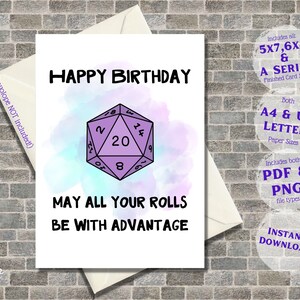 Printable Dnd Birthday Card for Dungeons and Dragons Players Gift, D&D ...
