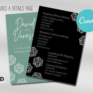 Dnd Wedding Invitation Canva Template, Minimalist D20 Role Playing Game ...