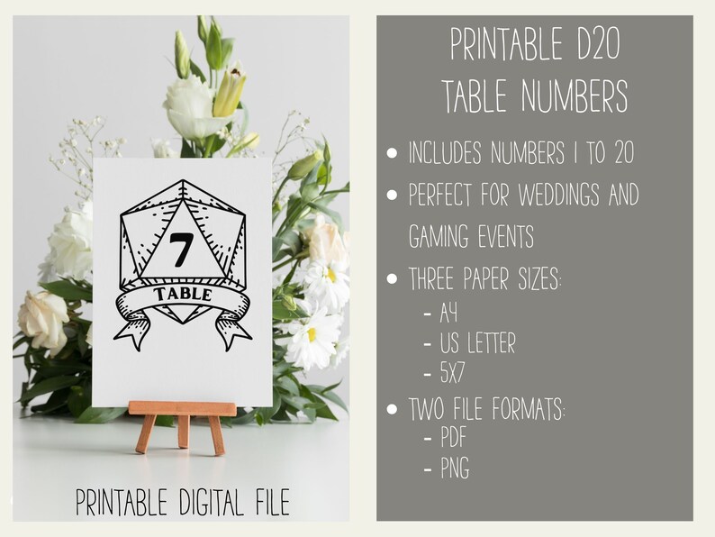 Dnd Wedding Table Numbers Simple D20 Dice Gaming Event RPG - Etsy
