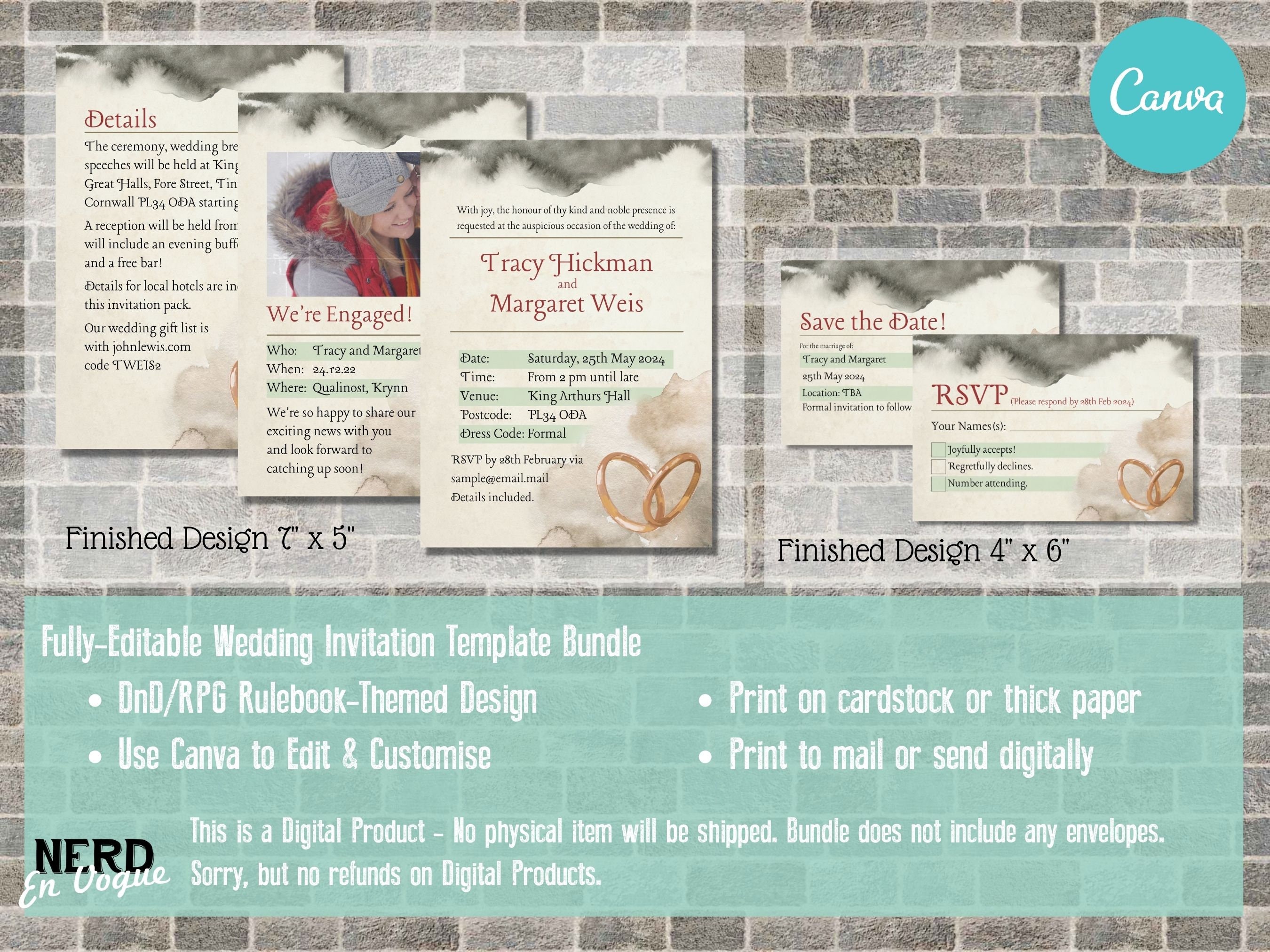 Dnd Wedding Invitation Canva Template Bundle RPG - Etsy UK