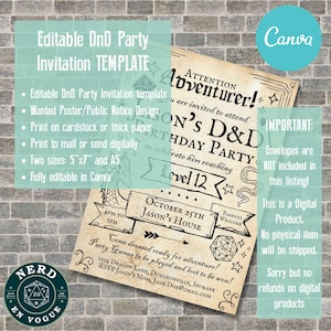 Dnd Birthday Party Invite Template, Dungeons and Dragons Invitations ...