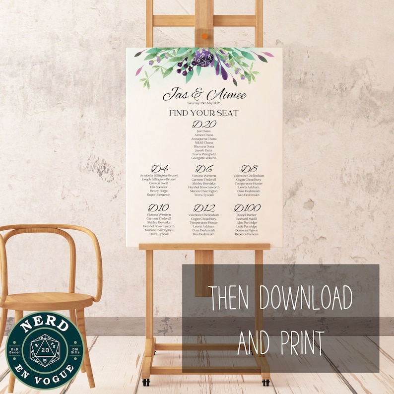 Dnd Wedding Seating Plan Template, DIY Wedding Table Signage, RPG ...