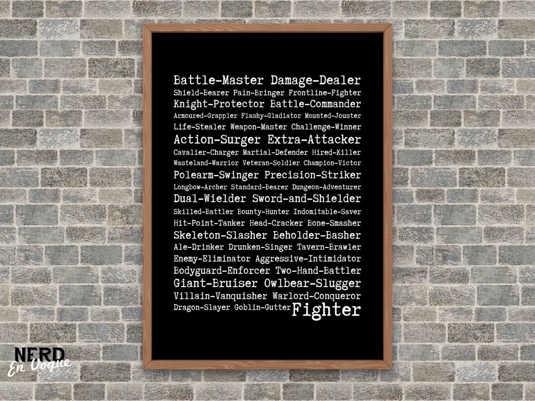 Dnd Poster for Dnd Fighter Wall Art, DM Gift, Dnd Posters for D&D ...
