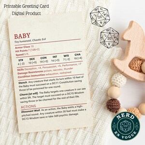 Dnd Baby Card for a Dnd Baby Announcement Card, Funny Dnd Baby Gift ...