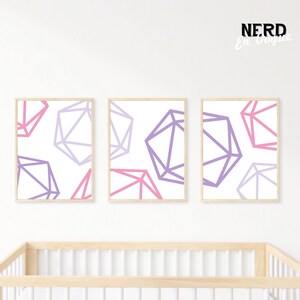Dnd Nursery Decor Set of 3 D20 Prints, Triptych Wall Art Bundle, Dnd ...