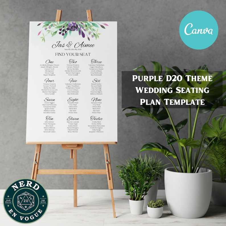 Dnd Wedding Seating Plan Template, DIY Wedding Table Signage, RPG ...