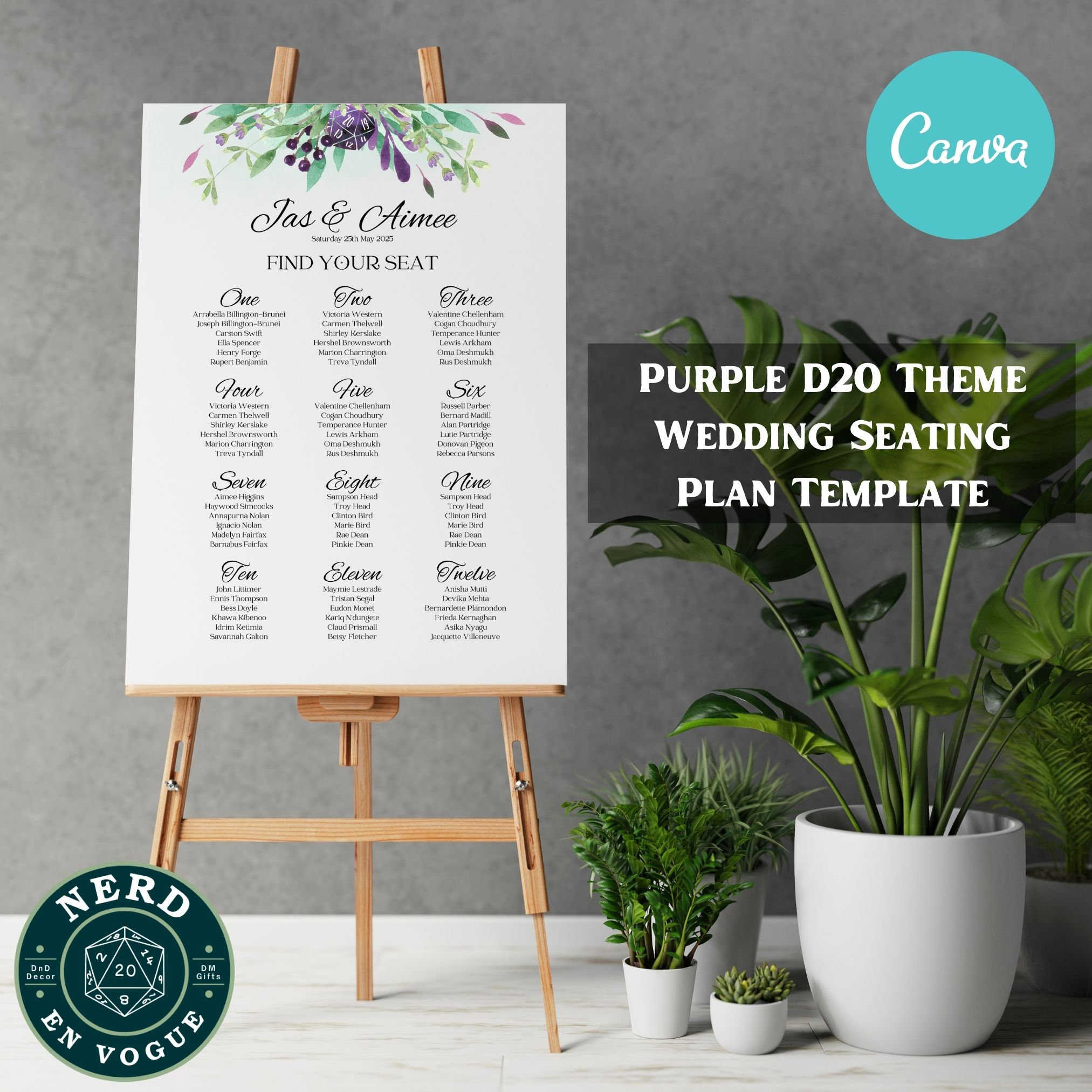 Dnd Wedding Seating Plan Template, DIY Wedding Table Signage, RPG ...