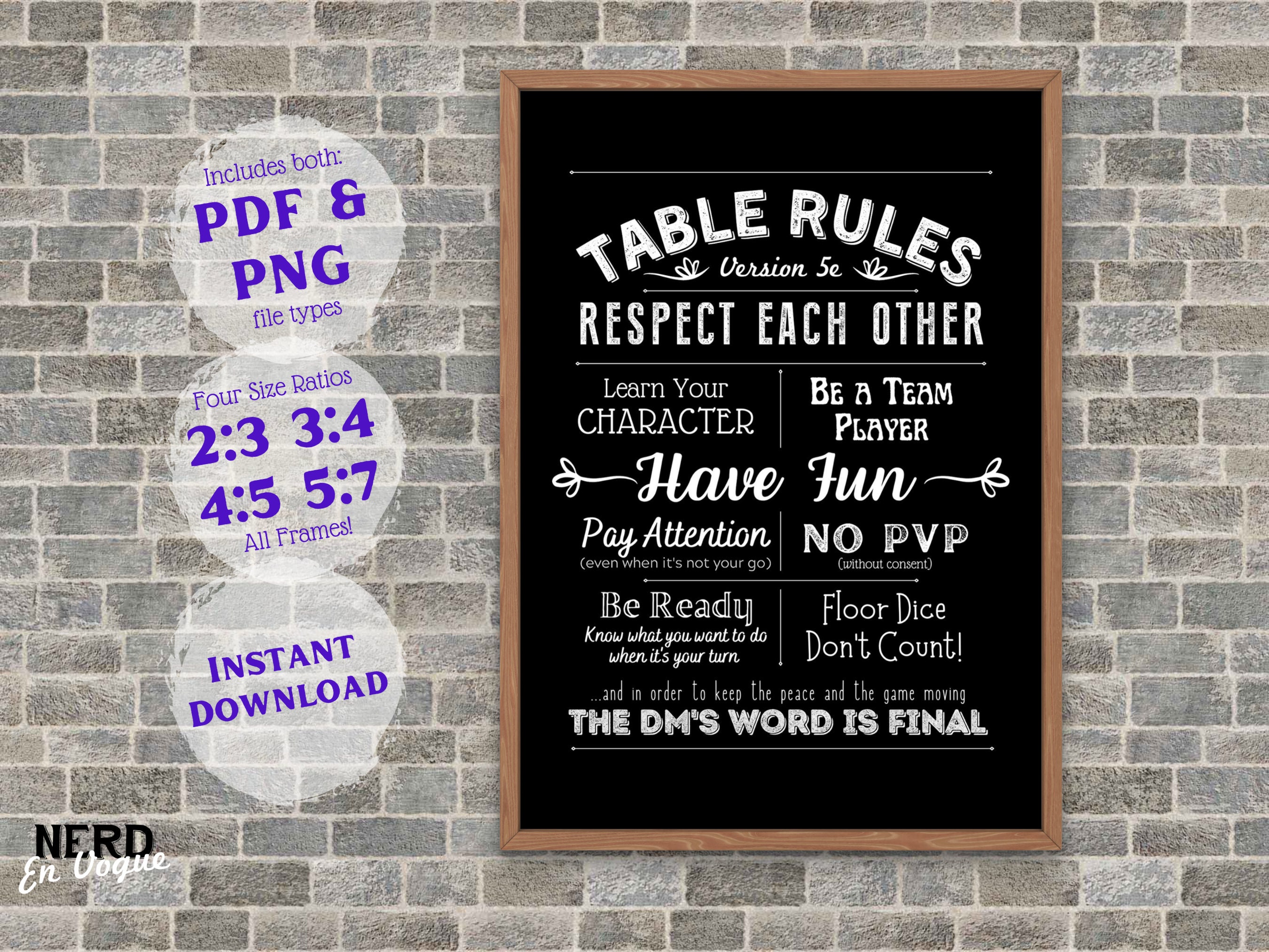 Dnd Rules Poster for DM Gift Dnd Tavern Decor for Dungeons - Etsy