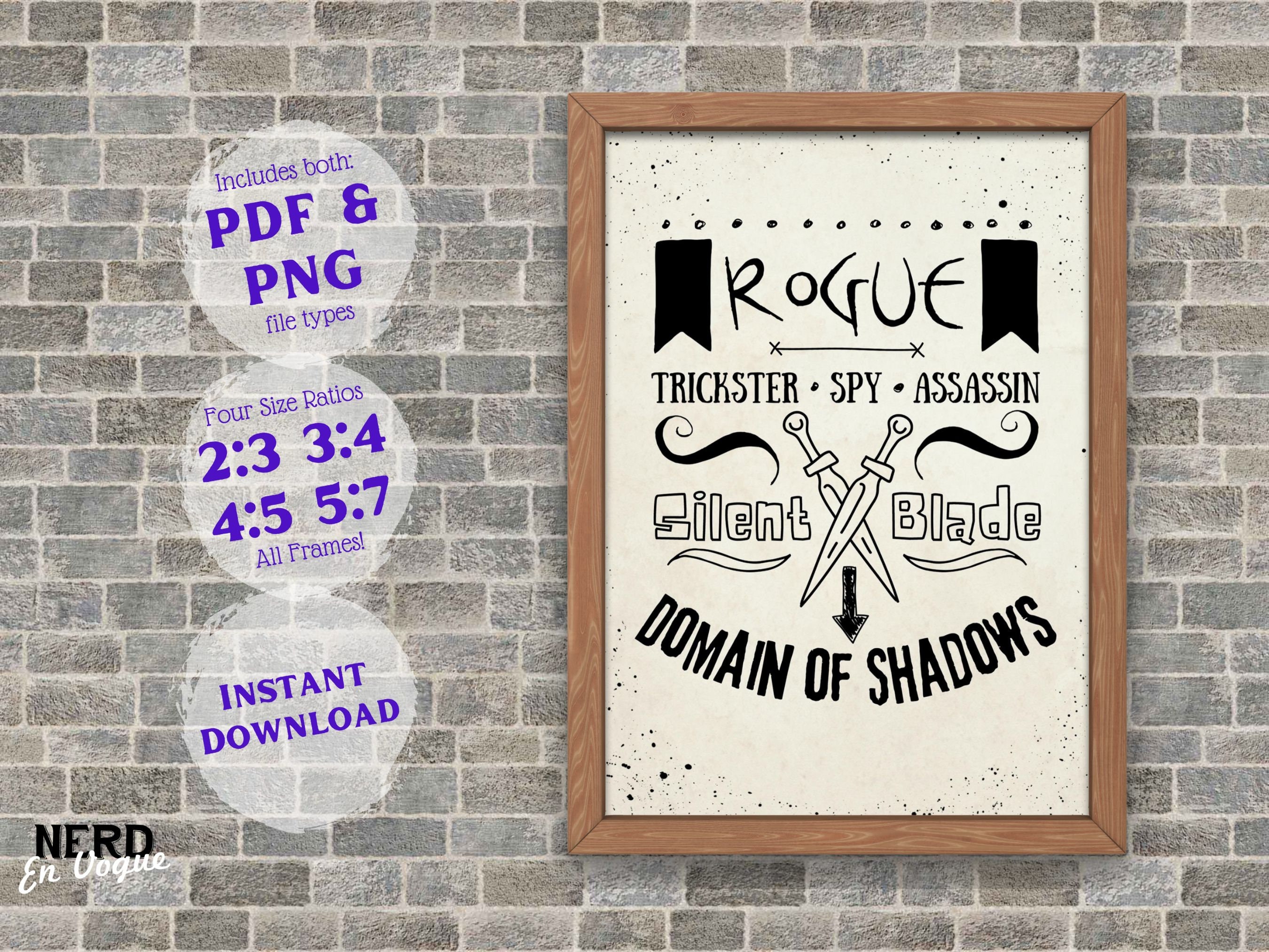 Dnd Poster for Dnd Rogue Class, Dnd Player Gift for DM Ideas, Printable ...