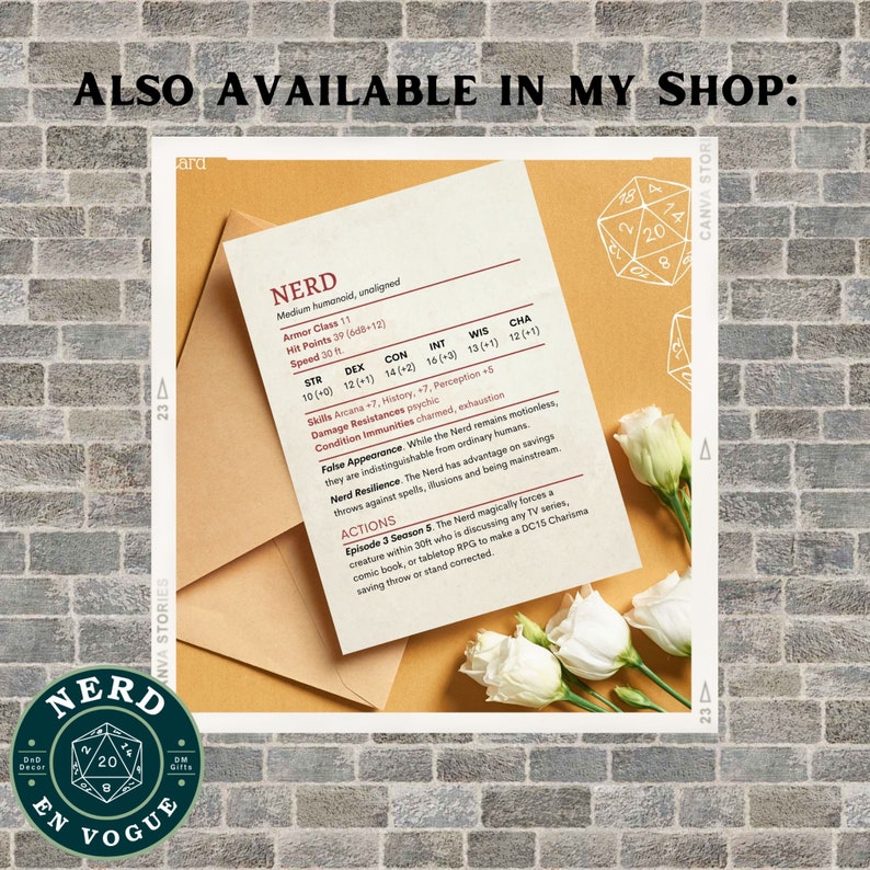 Grad Stat Block Dnd Card for Graduate Congratulations, Dnd Gift for ...