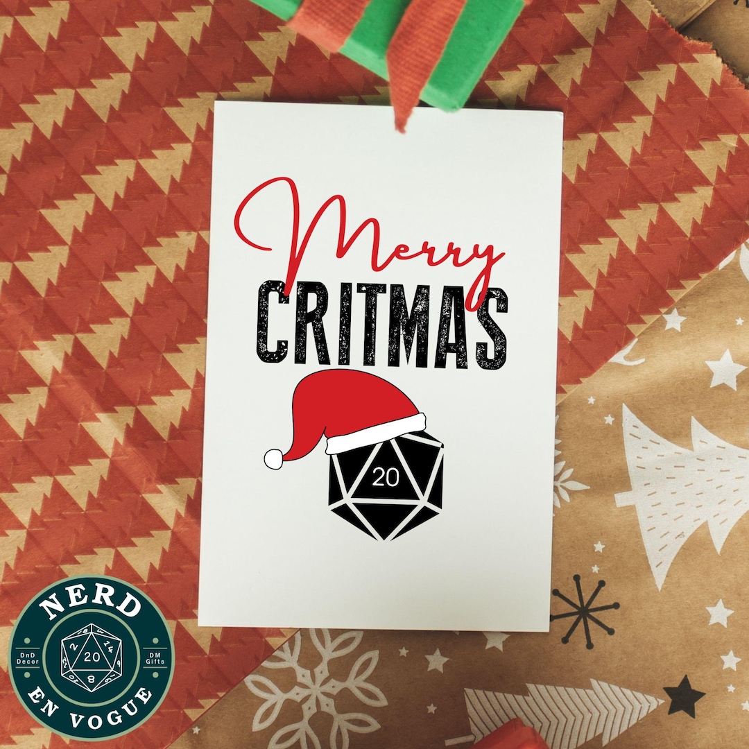 Merry Critmas Funny Dnd Christmas Card, Dnd Player Xmas Gifts, Dungeon ...