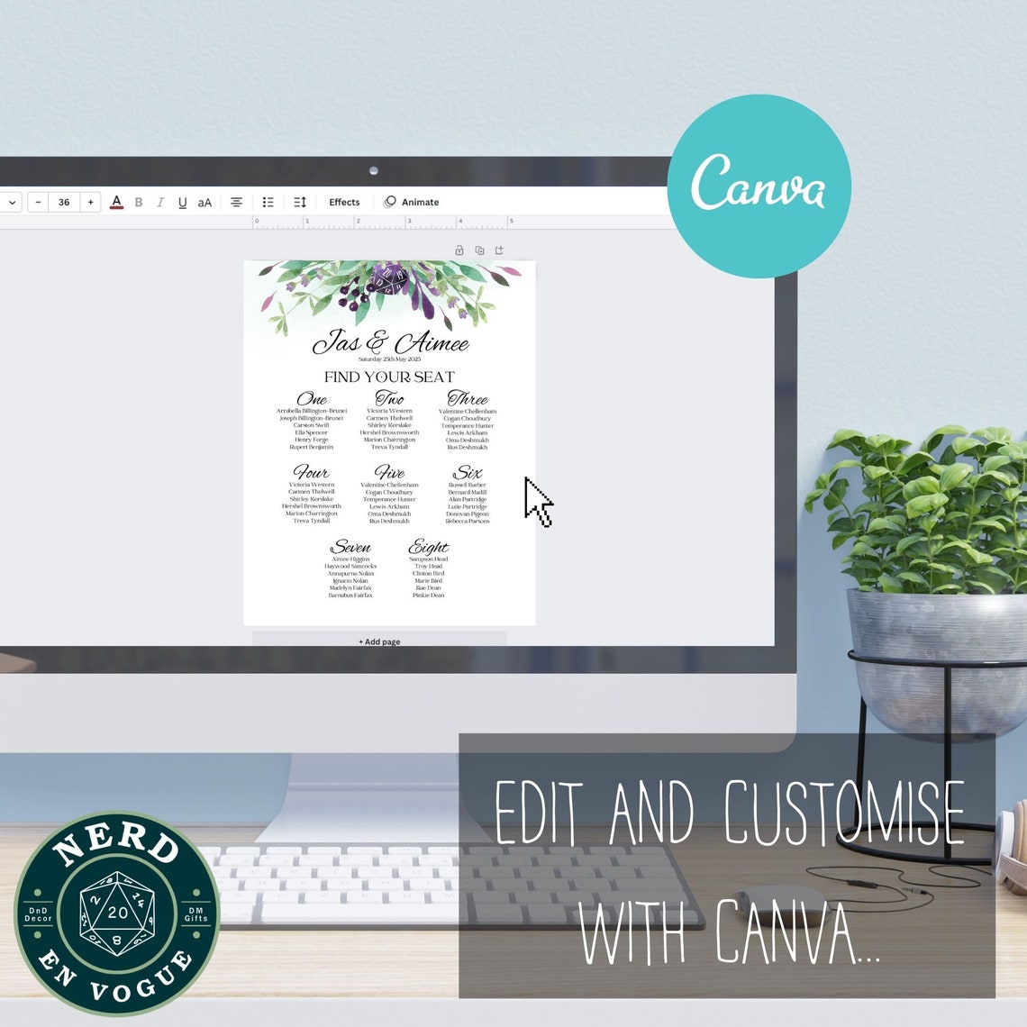 Dnd Wedding Seating Plan Template, DIY Wedding Table Signage, RPG ...