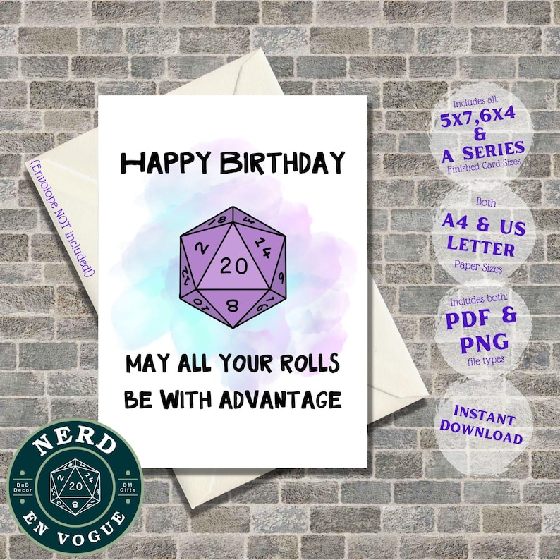 Dnd Birthday Card for Dungeons and Dragons Players, Digital D&D ...