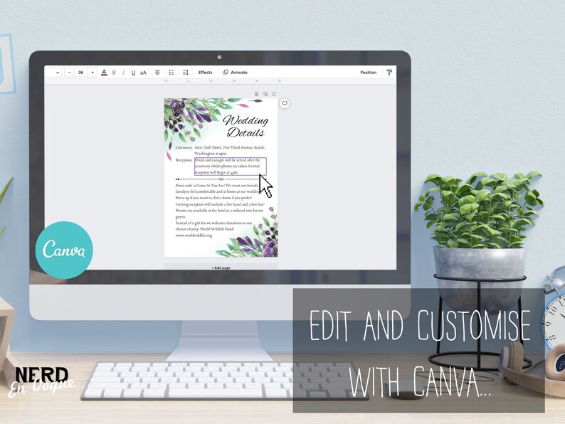 Dnd Wedding Invitation Canva Template Bundle, Watercolour Lavendar D20 Fantasy Wedding ...