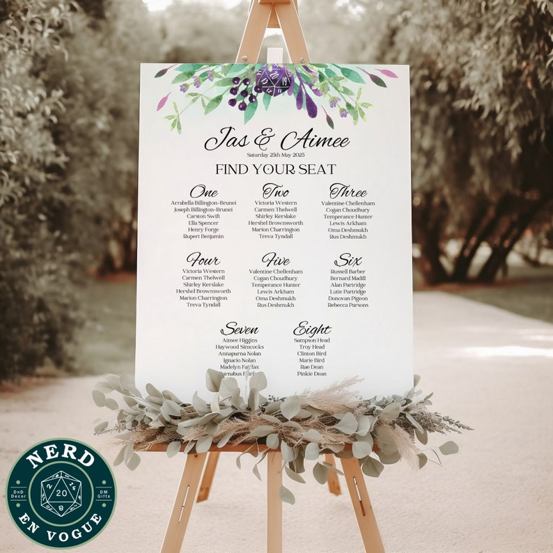 Dnd Wedding Seating Plan Template, DIY Wedding Table Signage, RPG ...