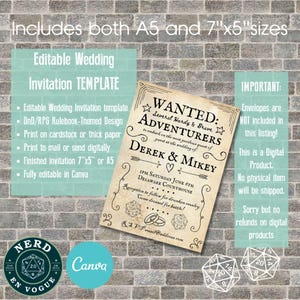 Dnd Wedding Invitation Canva Template, Wanted Adventurers D20 Dungeons ...