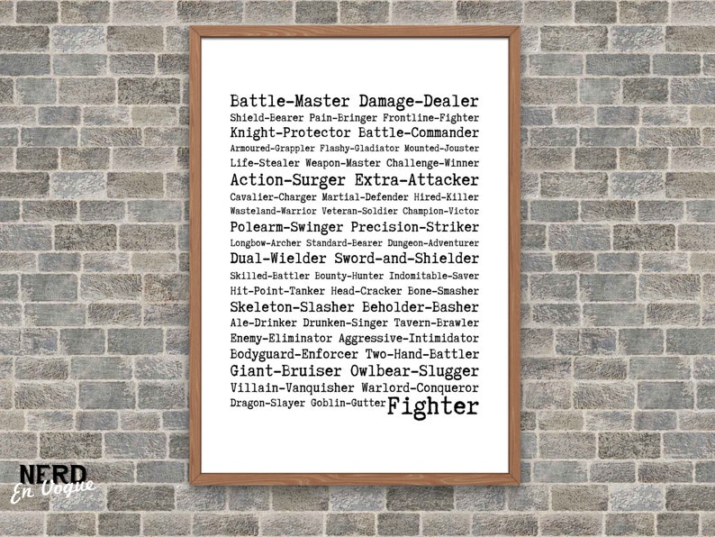 Dnd Poster of Fighter Class Dnd Player Gift Ideas Dungeon - Etsy