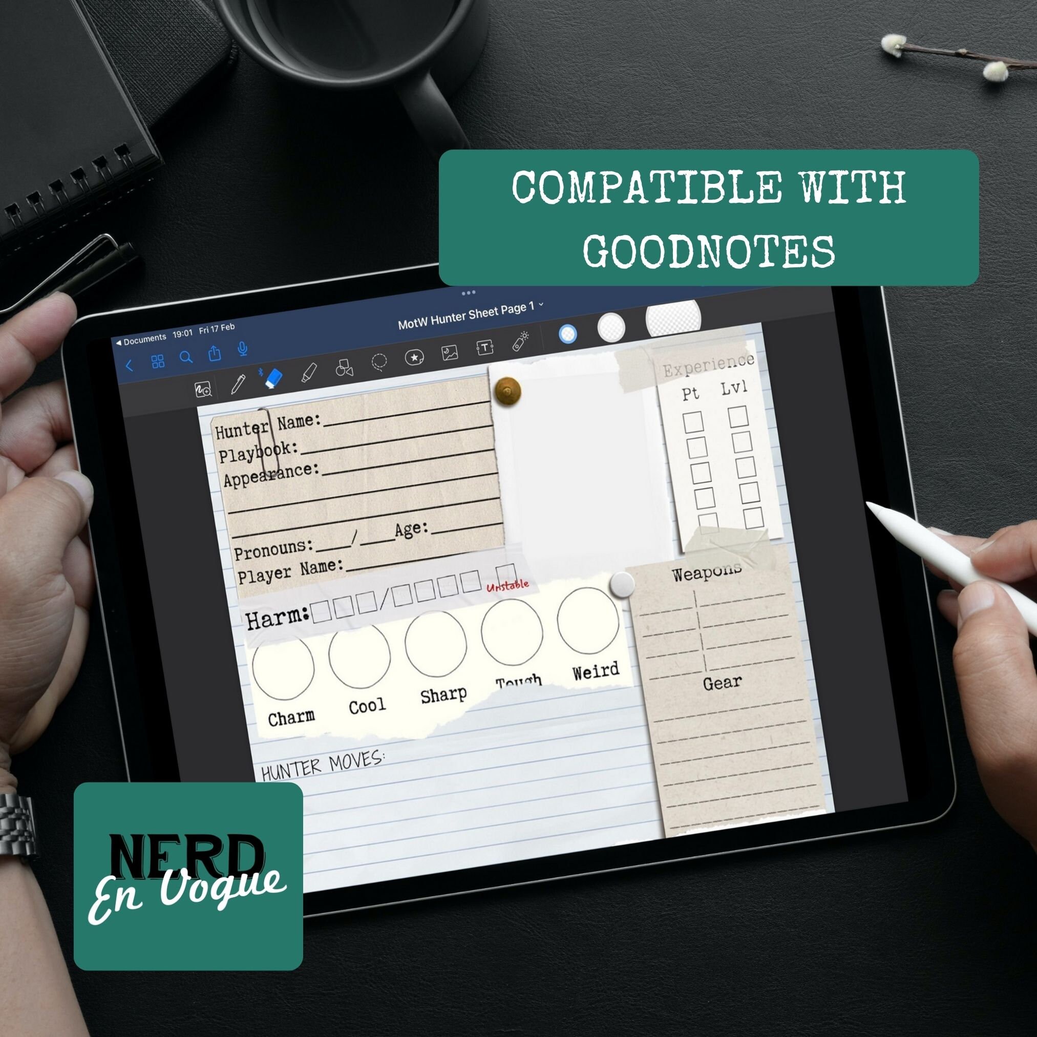 Monster of the Week Character Sheet, MOTW RPG Printables, Goodnotes ...