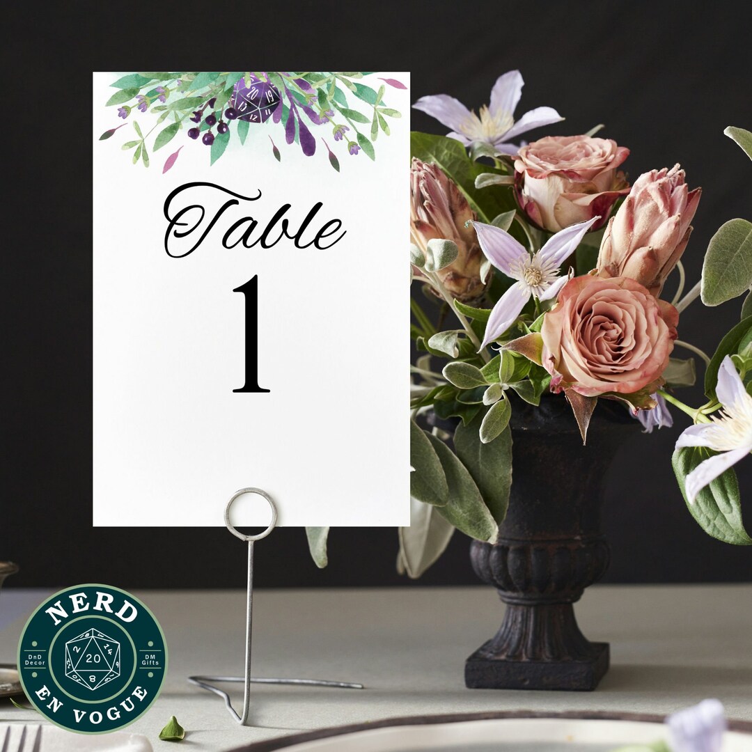 Dnd Wedding Table Numbers, Purple D20 Dice Event, RPG Wedding, Dungeons ...