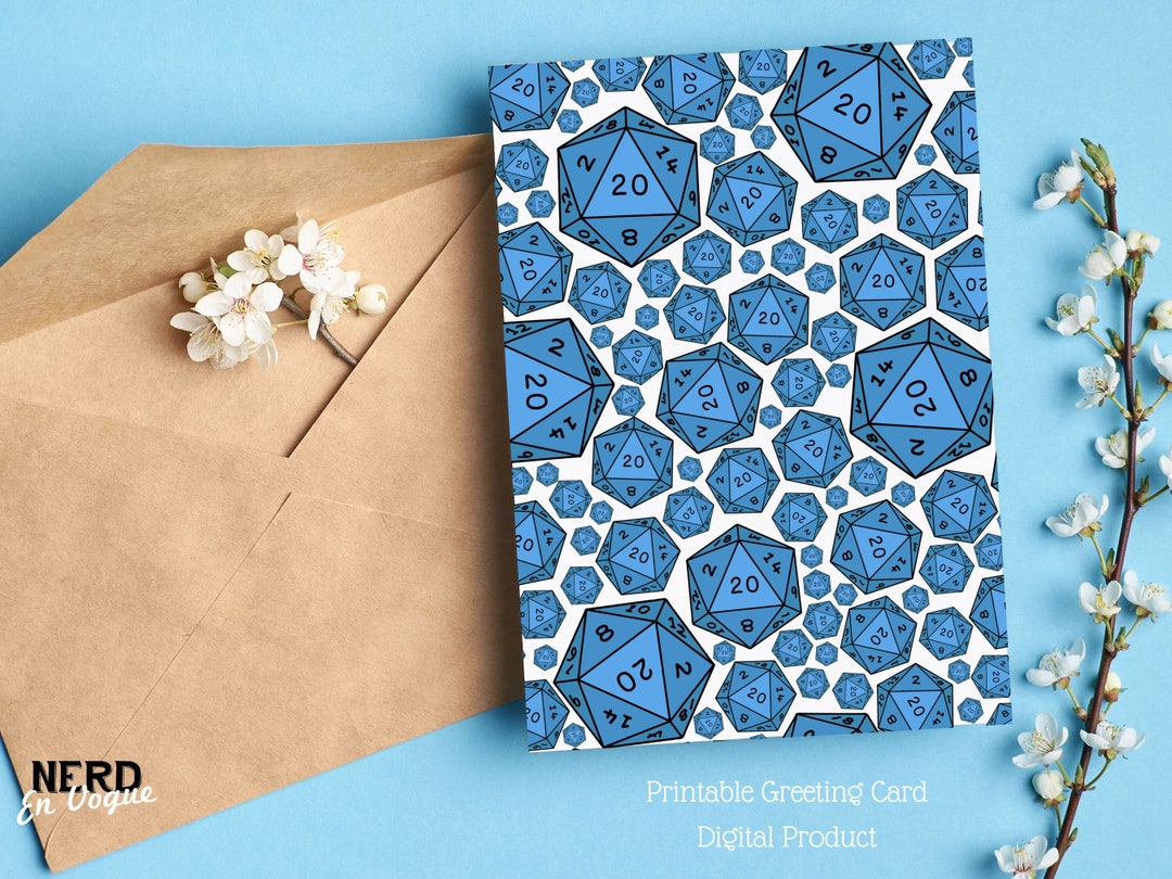 D20 Dnd Greeting Card for Dungeon Master Gift, Dnd Birthday Card for ...