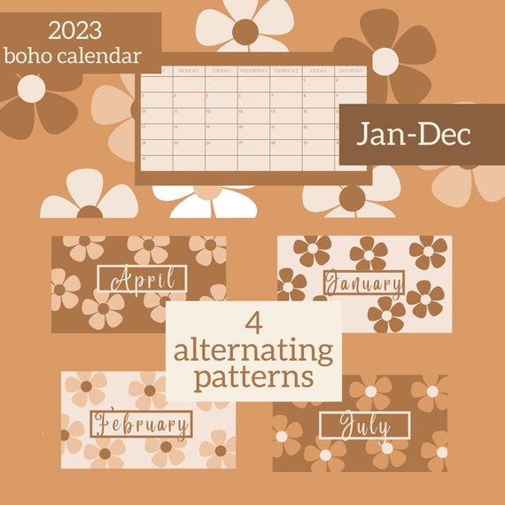 2023 Boho Floral Calendar Printable - Etsy