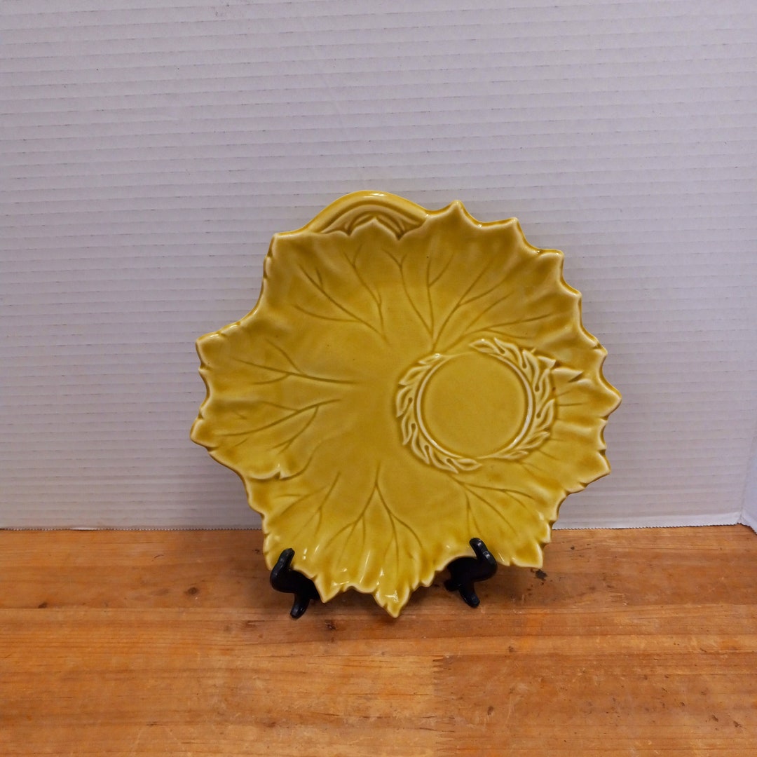 Vintage Steubenville Pottery Majolica Leaf Plate Woodfield, Leaf ...