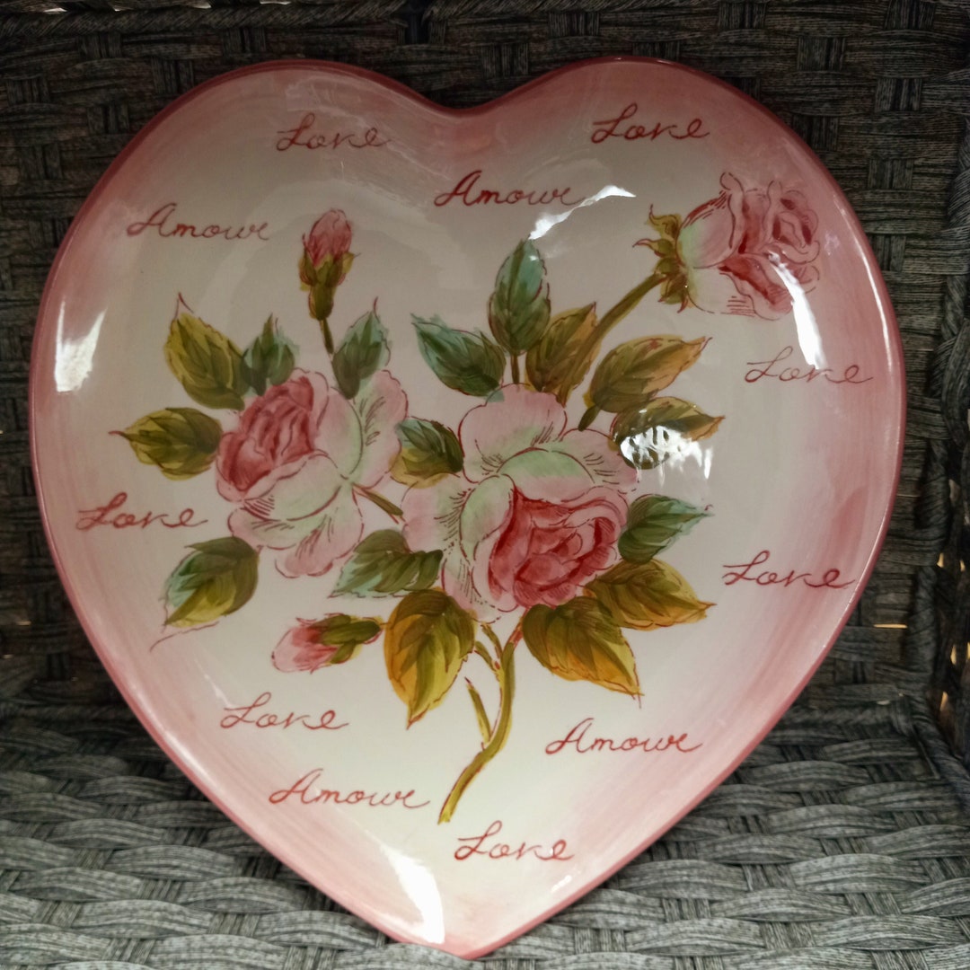 Heart Plate Roses, Love Plate, Romantic Gift, Valentine's Day Gift ...