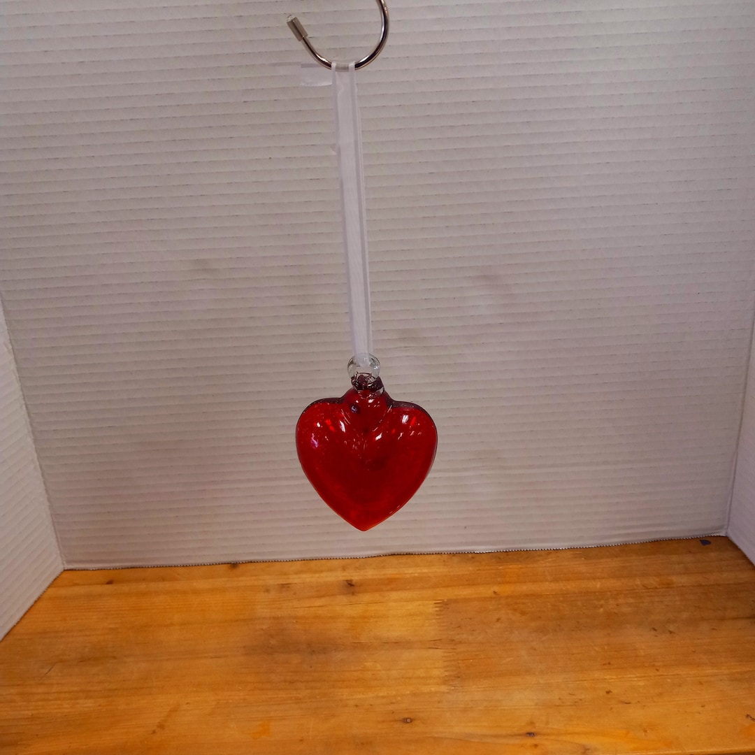 Red Blown Glass Heart, Real Heart Ornament, Anatomical Heart From Glass ...
