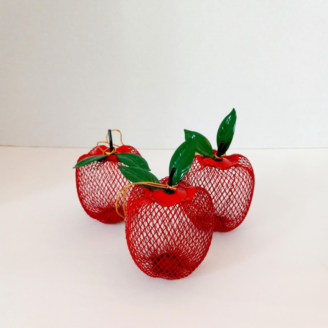 Set of 3 Metal Red Apples, Metal Fake Apples, Apples Figurine Metal ...