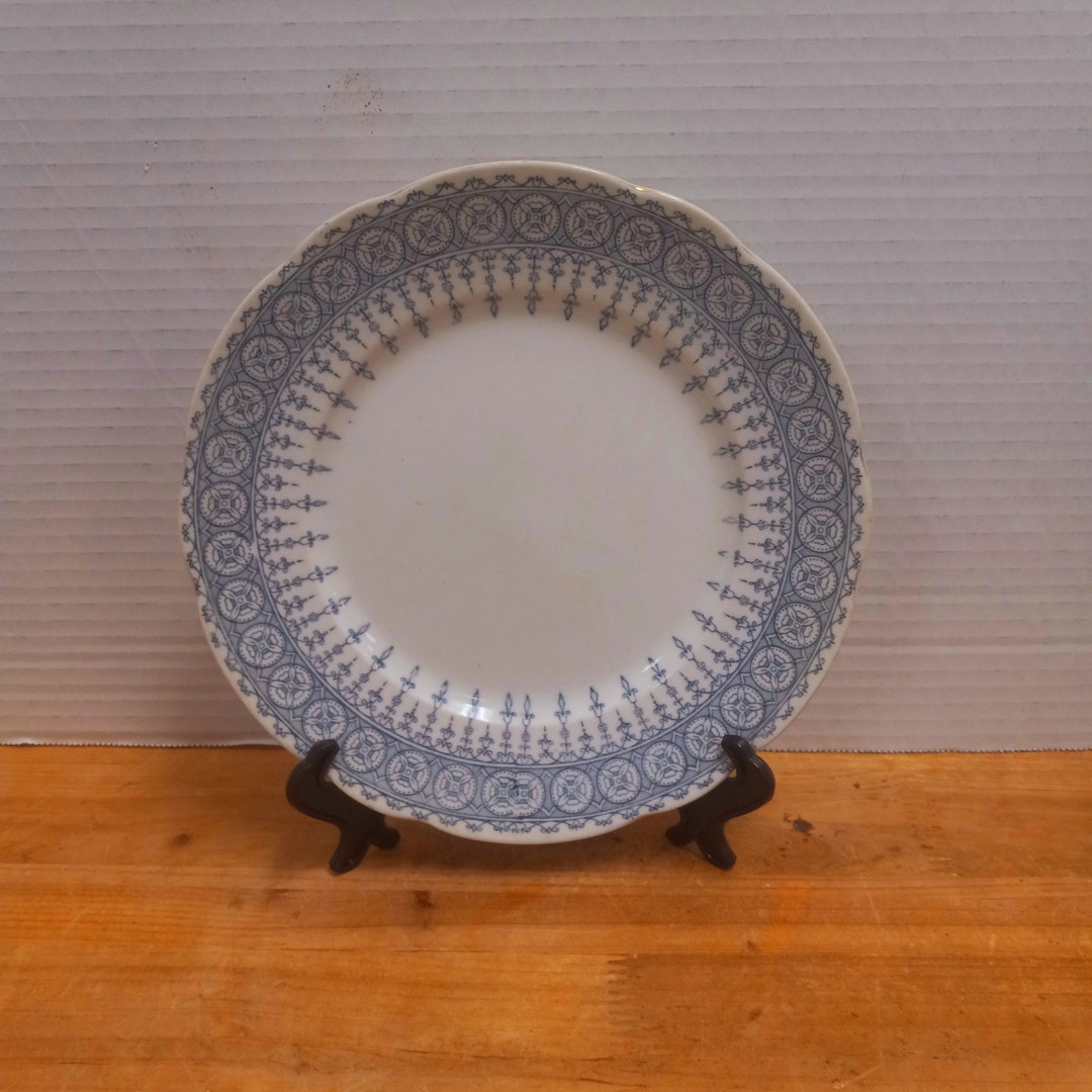 Antique John Maddock Plate: Gray Geometric Art Deco Decor - Etsy