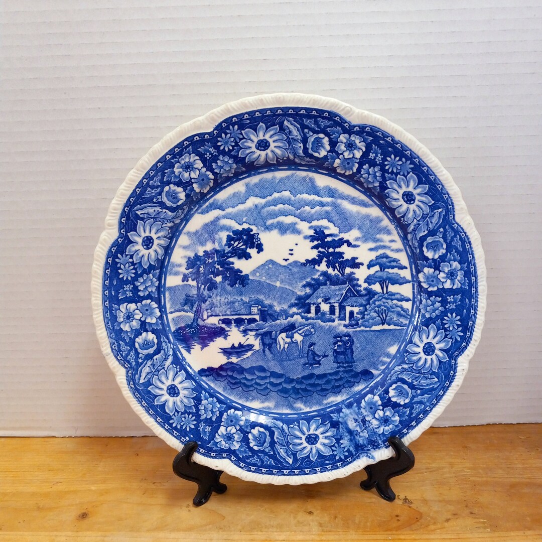 Vintage Yorkville Blue Japan Blue Flow Dinner Plate, Blue and White ...