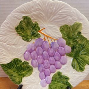 Majolica Plate W/t Grapes, Sculpted Plate W/t Grapes, Farmhouse Decor ...