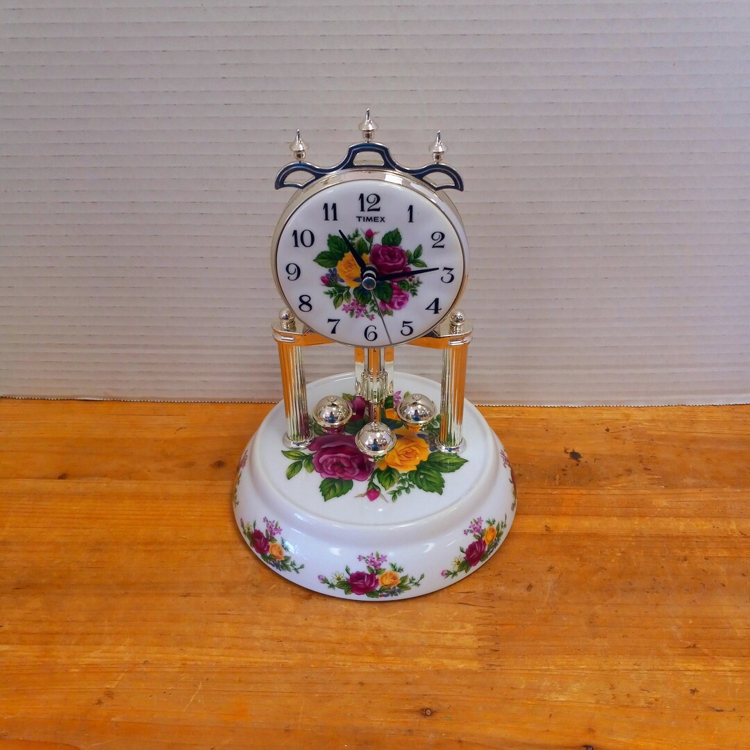 Royal Albert Old Country Roses Clock, Old Country Roses Timex Clock W/t ...