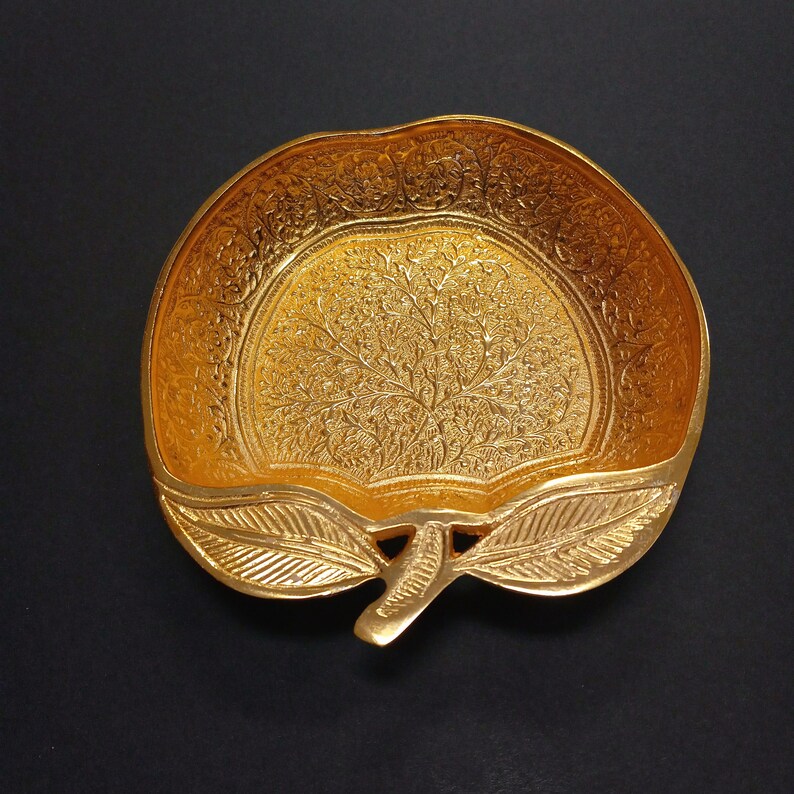 Brass Apple Ring Dish: Golden Tone Relief Design, Bohemian Decor - Etsy