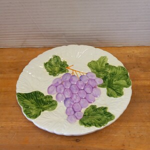 Majolica Plate W/t Grapes, Sculpted Plate W/t Grapes, Farmhouse Decor ...