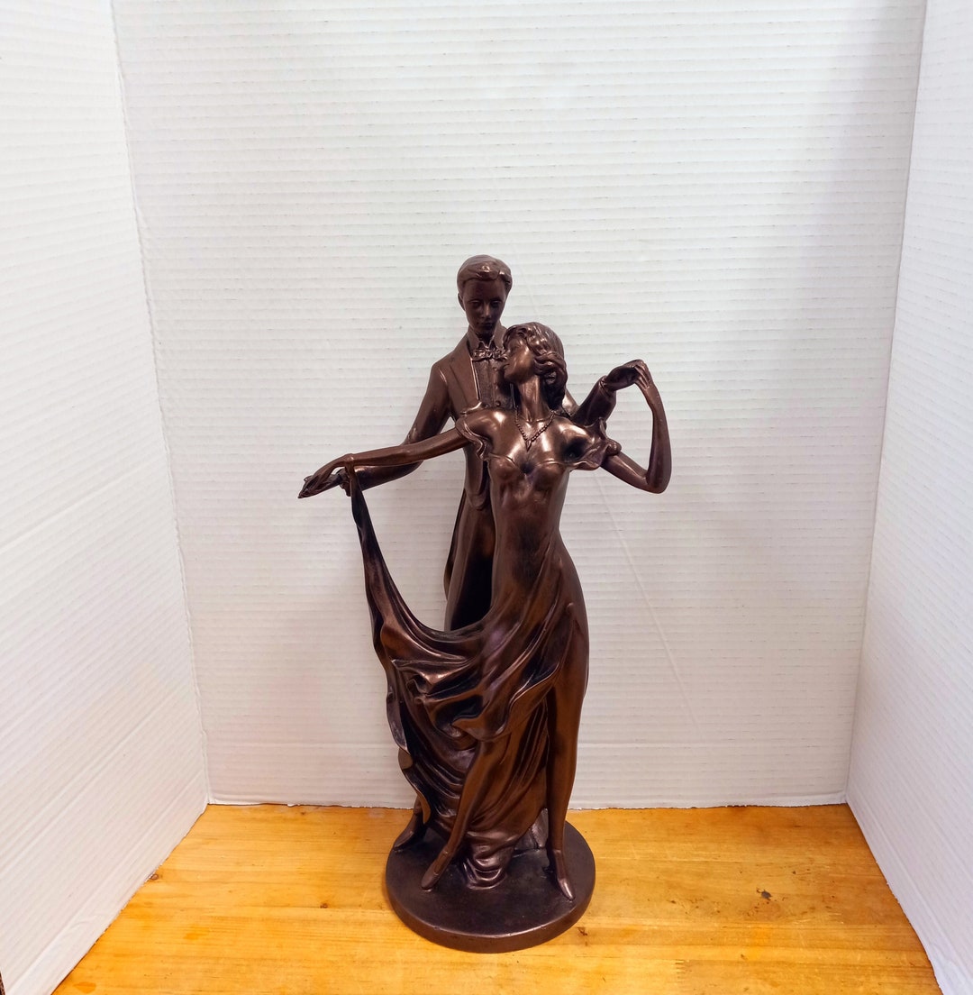 Statue Dancing Couple Ballroom Dancing Couple Figurine 16 Bronze Finish Valentines Day T