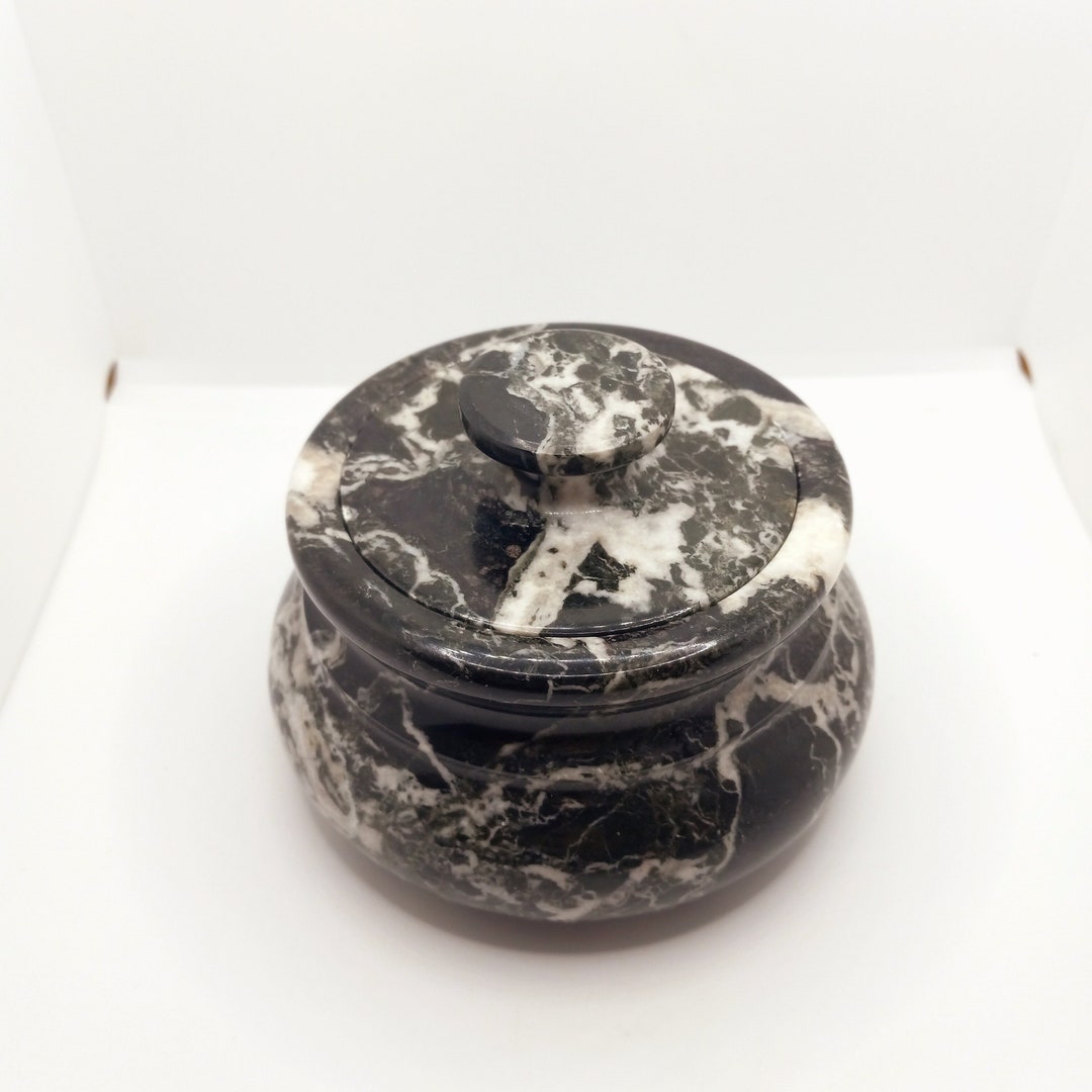 Black and White Marble Spice Jar, Black and White Marble Mini Pot ...