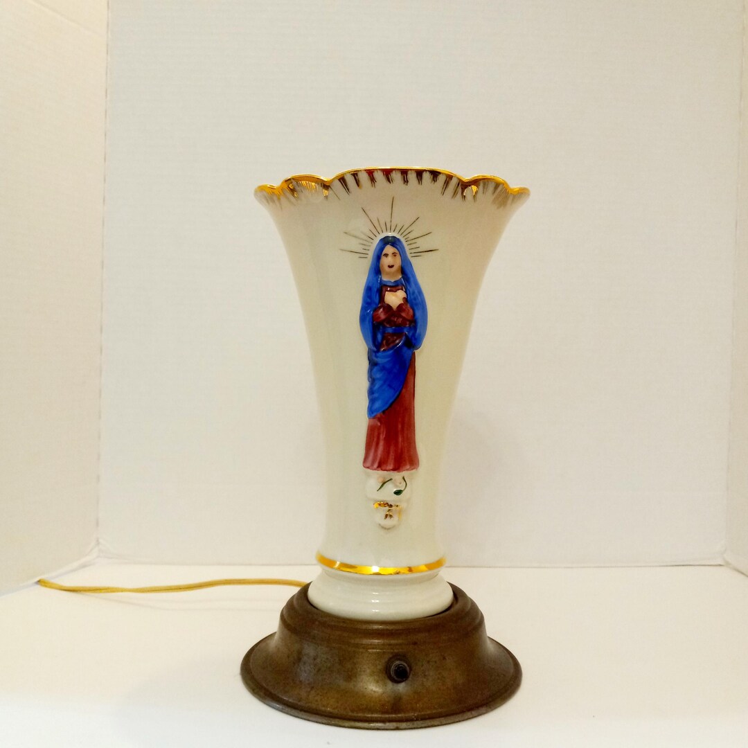 Vintage Mother Mary Ceramic Lamp: Religious Decor - Etsy