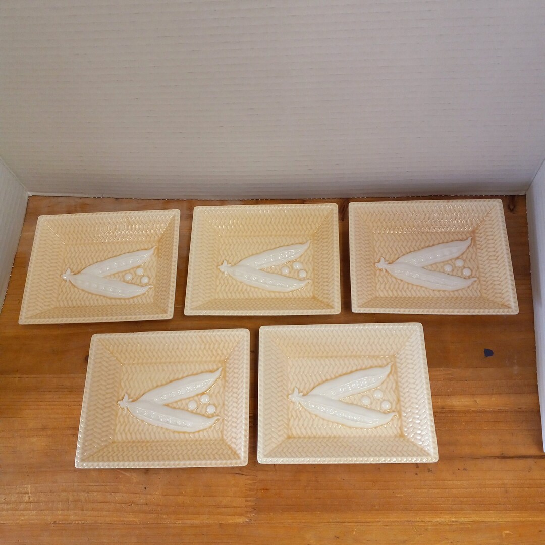 Vintage Shafford Corn Snack Plates: Set of 5 Majolica Lattice Dishes - Etsy