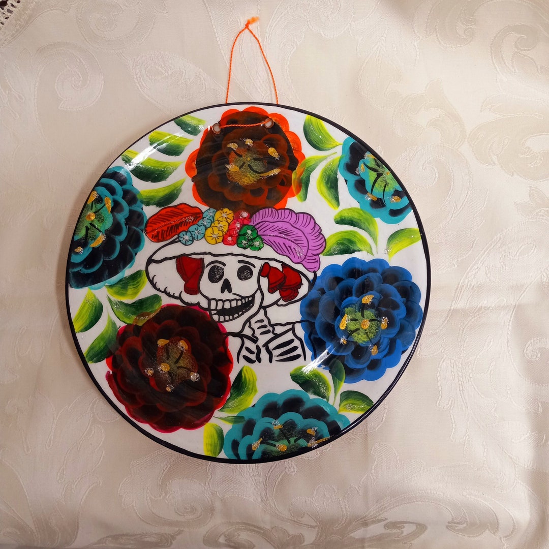 Halloween Plate Skeleton Lady, Halloween Decor, Halloween Wall Plate ...