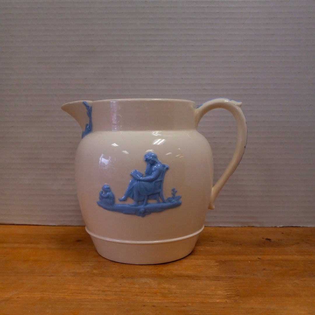 Antique Wedgwood Creamware Pitcher: Embossed Angels, Victorian Decor - Etsy