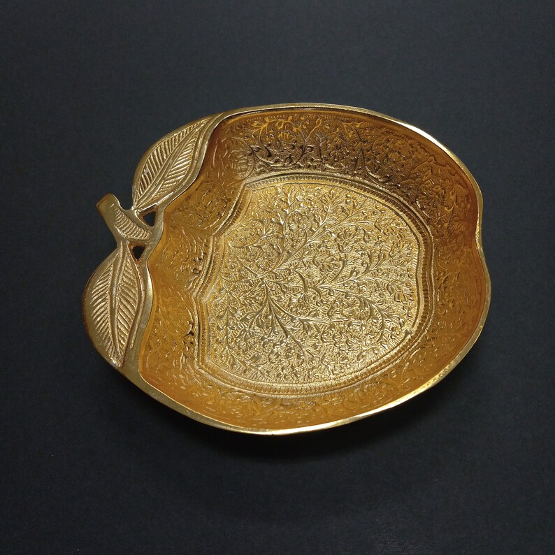 Brass Apple Ring Dish: Golden Tone Relief Design, Bohemian Decor - Etsy