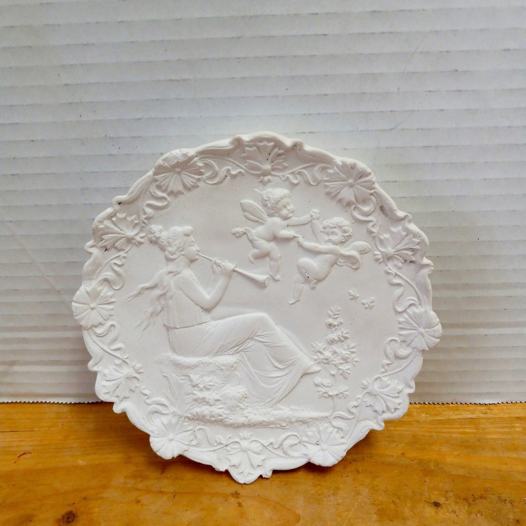 Wedgwood Style Plaque With Greek Goddess and Cherubs, Plaster Wall ...