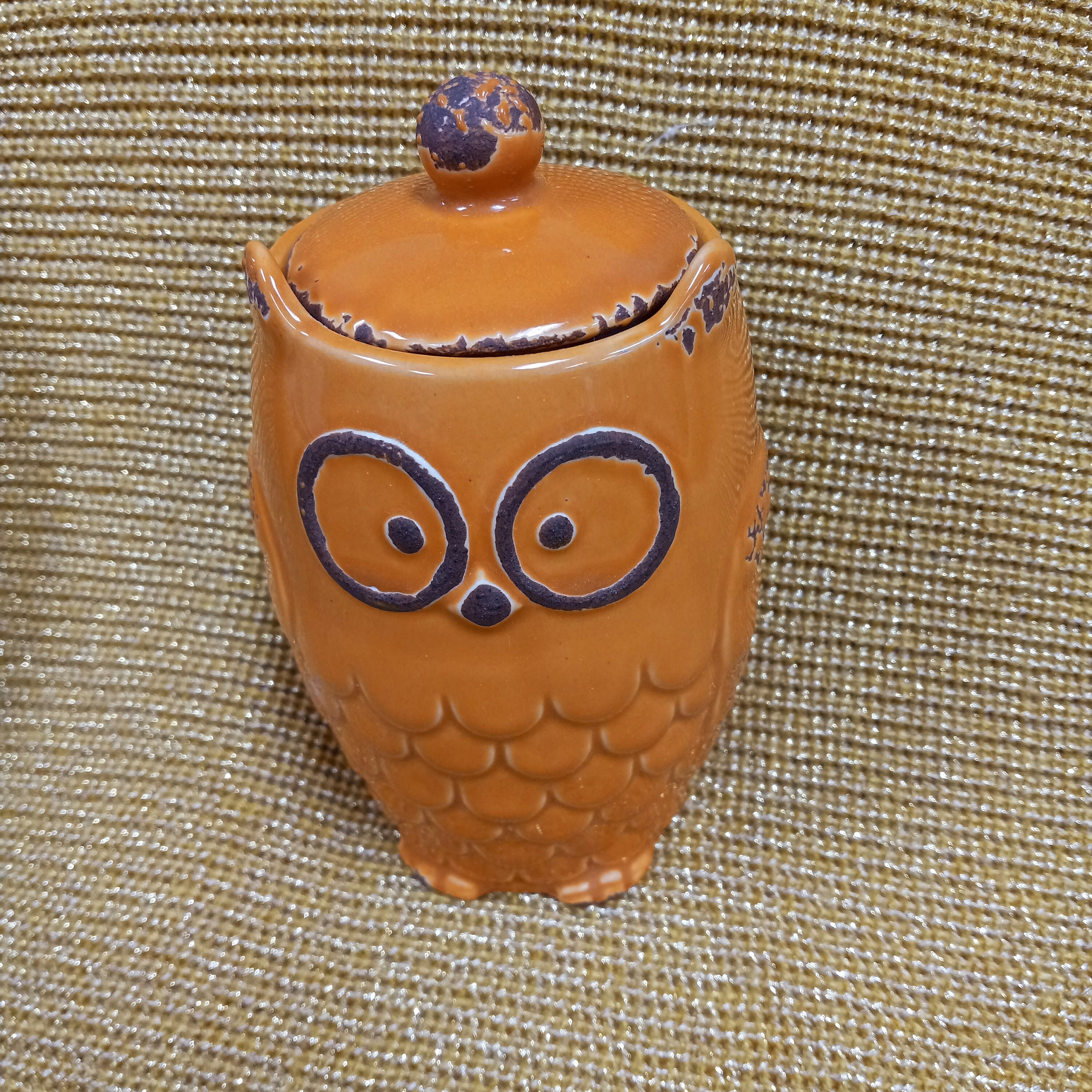 Vintage Owl Jar, Vintage Owl Canister, Owl Cookie Jar, Porcelain Owl ...