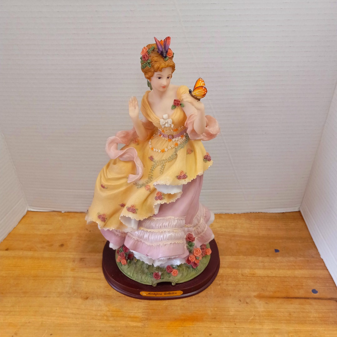 Vintage Montefiori Collection Figurine of Victorian Lady With Butterfly ...